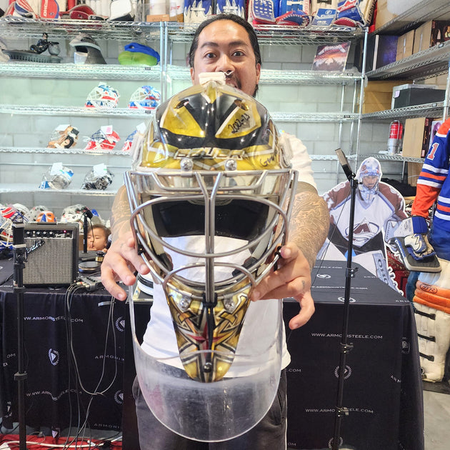 Exclusive: Logan Thompson Game Worn Used Goalie Mask Las Vegas Golden ...