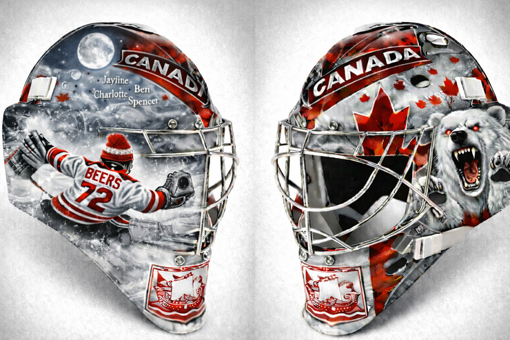 Custom Painted Goalie Mask: Canada Polar Bear – Goalie Mask Collector