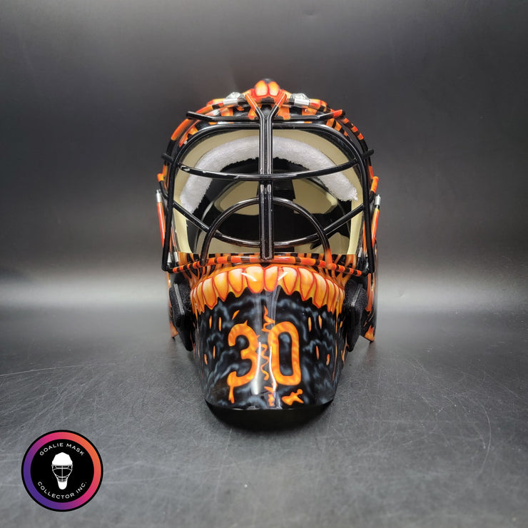 Custom Painted Goalie Mask: Jacob Markstrom Goalie Mask in Black and R ...