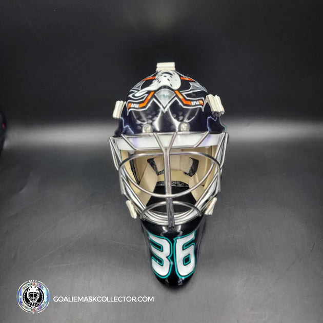 John Gibson Goalie Mask Unsigned 2017 Anaheim V2 Hebert 25th Anniversa ...