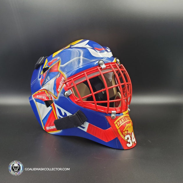 John Vanbiesbrouck Goalie Mask Unsigned "THE GEAR COLLECTION" Brown Pa ...
