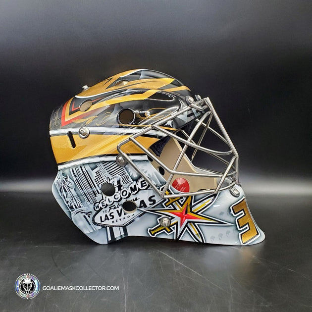 Logan Thompson Goalie Mask Unsigned Las Vegas 2022 Tribute + 24k Gold ...