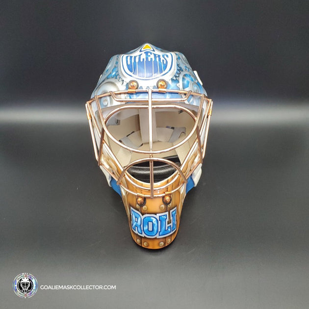 Dwayne Roloson Unsigned Goalie Mask Edmonton Clock V2 Tribute + 24k Ro ...