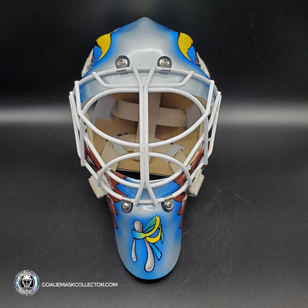 Ed Belfour Unsigned Goalie Mask Toronto Silver V2 – Goalie Mask Collector