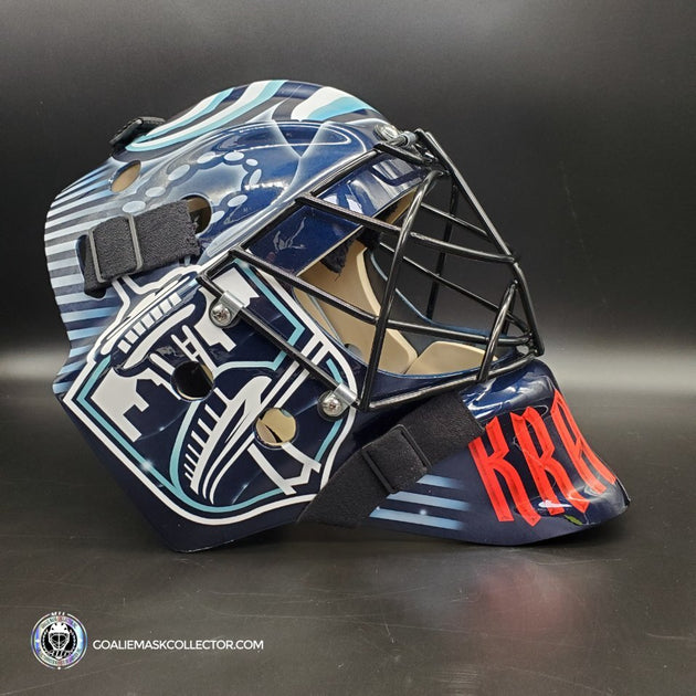 Custom Painted Goalie Mask: Seattle Kraken Collector Unsigned – Goalie ...