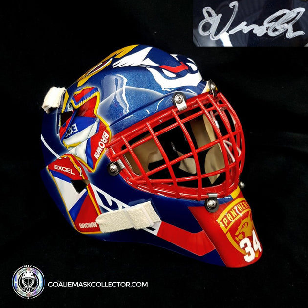 John Vanbiesbrouck Signed Goalie Mask "THE GEAR COLLECTION" Brown Pad ...