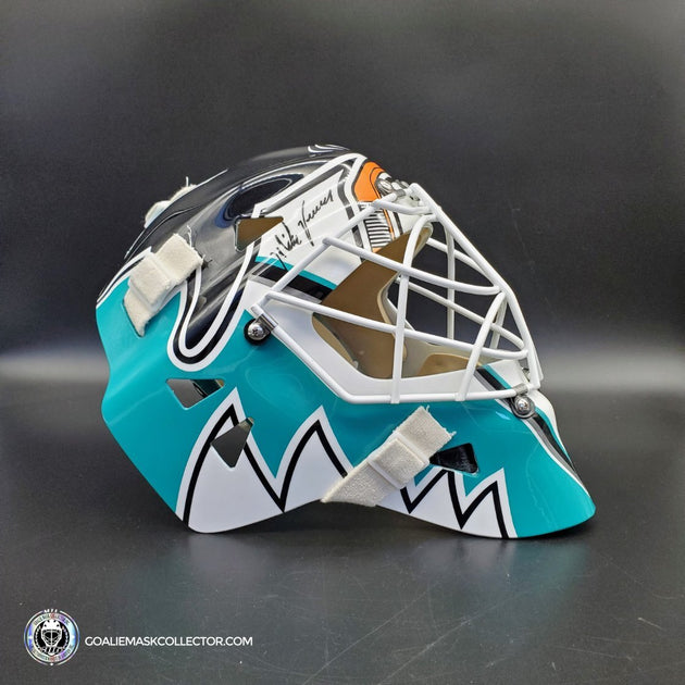 Mike Vernon Signed Goalie Mask San Jose V2 Teal Blue Signature Edition ...